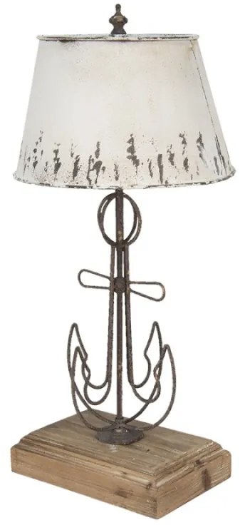 Krémová antik stolní lampa s kotvou a kovovým stínidlem – 35x79 cm