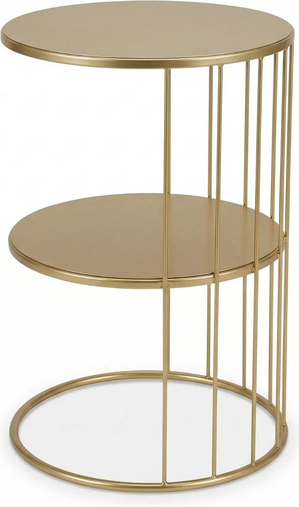 Kulatý konferenční stolek RODA z kovu s policí, 52 cm