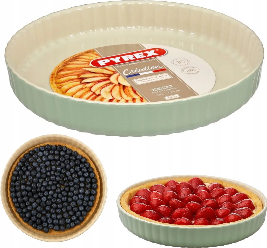 Keramická forma na pečení koláče Pyrex Creation Ø 28 cm kulatá zelená
