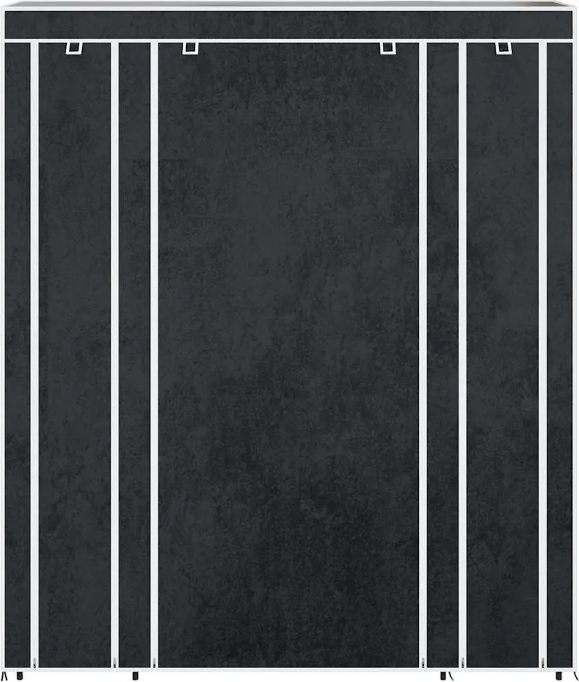 Látková šatní skříň s přihrádkami a tyčemi 45x150x176 cm černá 240495