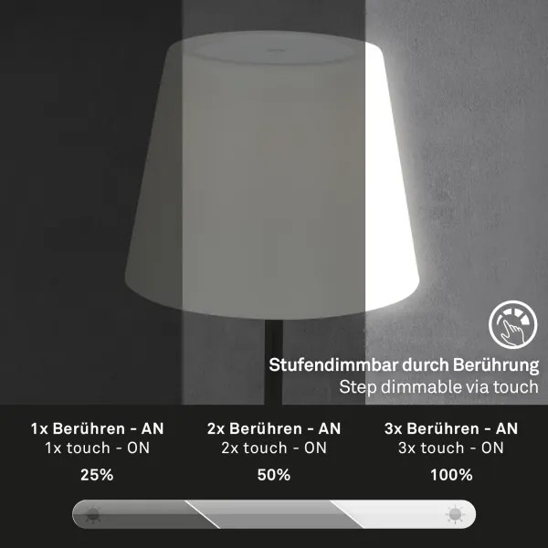 Brilo - LED Venkovní stmívatelná dobíjecí lampa LED/3W/5V IP44 2000 mAh