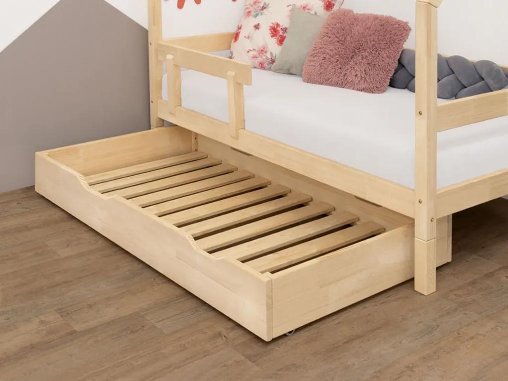 Benlemi Sada: Patrová postel ULURU s dřevěným úložným šuplíkem BUDDY na kolečkách Zvolte barvu: Bílá, Varianta: S roštem