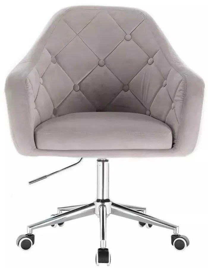 LuxuryForm DESIGN Otočné křeslo ANDORA VELUR na stříbrné podstavě s kolečky - světle šedé