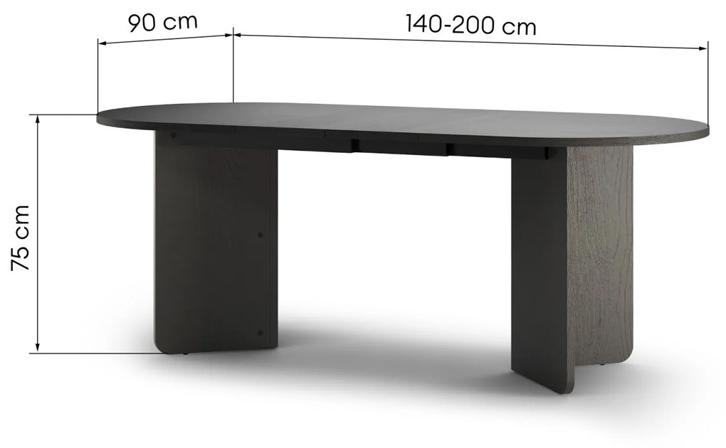 Rozkládací jídelní stůl LOU 140/200 cm černý