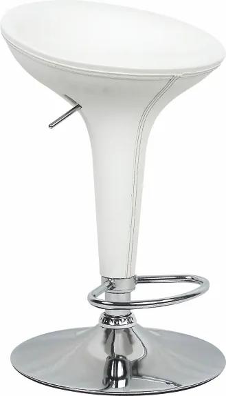 Designová otočná barová židle čalouněná bílá ekokůže chromovaná TK3187