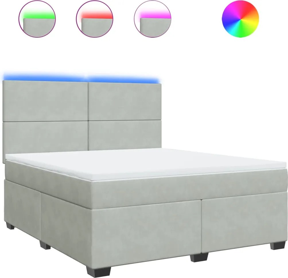 Box spring postel s matrací světle šedá 180x200 cm samet 3293272