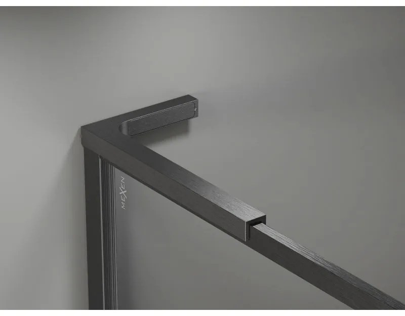 Mexen, Mexen Kioto-F L sprchová stěna s rámem 60 x 202 cm, průhledná 8 mm, pistolově šedá kartáčovaná - 800-060-174-66-00