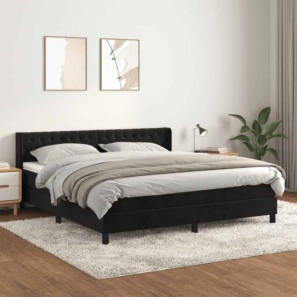 Box spring postel s matrací černá 160x200 cm samet,  3131149