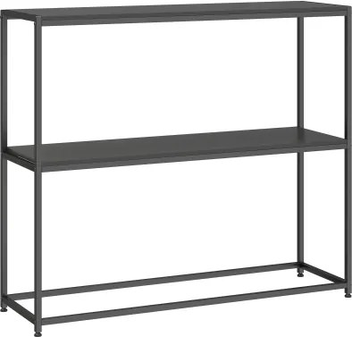 HOMCOM ocelový konzolový stůl, 2 police, moderní design pro obývací pokoj, vstupní halu, chodbu, 100 x 30 x 87 cm, černá