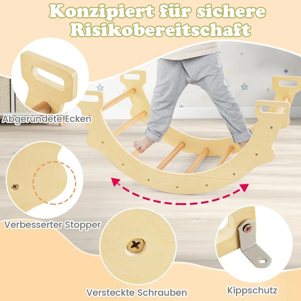 Costway 2-in-1 obloukový rocker s polštářem Oboustranný lezecký oblouk Natural