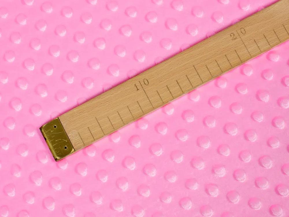 Biante Dětské povlečení do postýlky Minky 3D puntíky MKP-012 Sytě růžové Do postýlky 90x140 a 40x60 cm