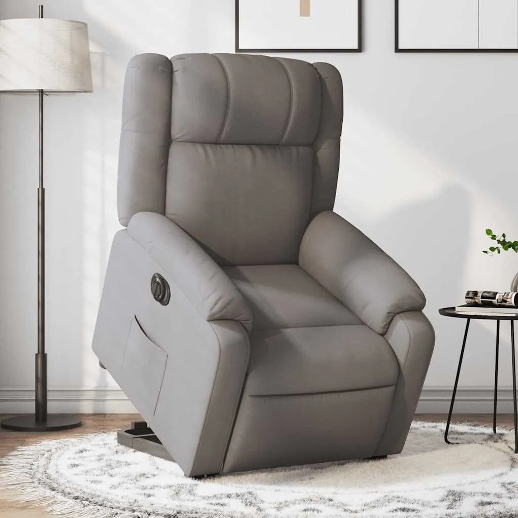 Elektrické zvedací polohovací křeslo taupe textil 3205234