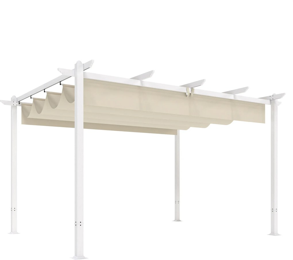 Pergola 3 x 4 m s posuvnou střechou, magnetické zámky, UV30+ Béžová barva