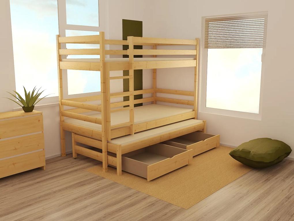 Patrová postel s výsuvnou přistýlkou PPV 015 90 x 190 cm - přírodní