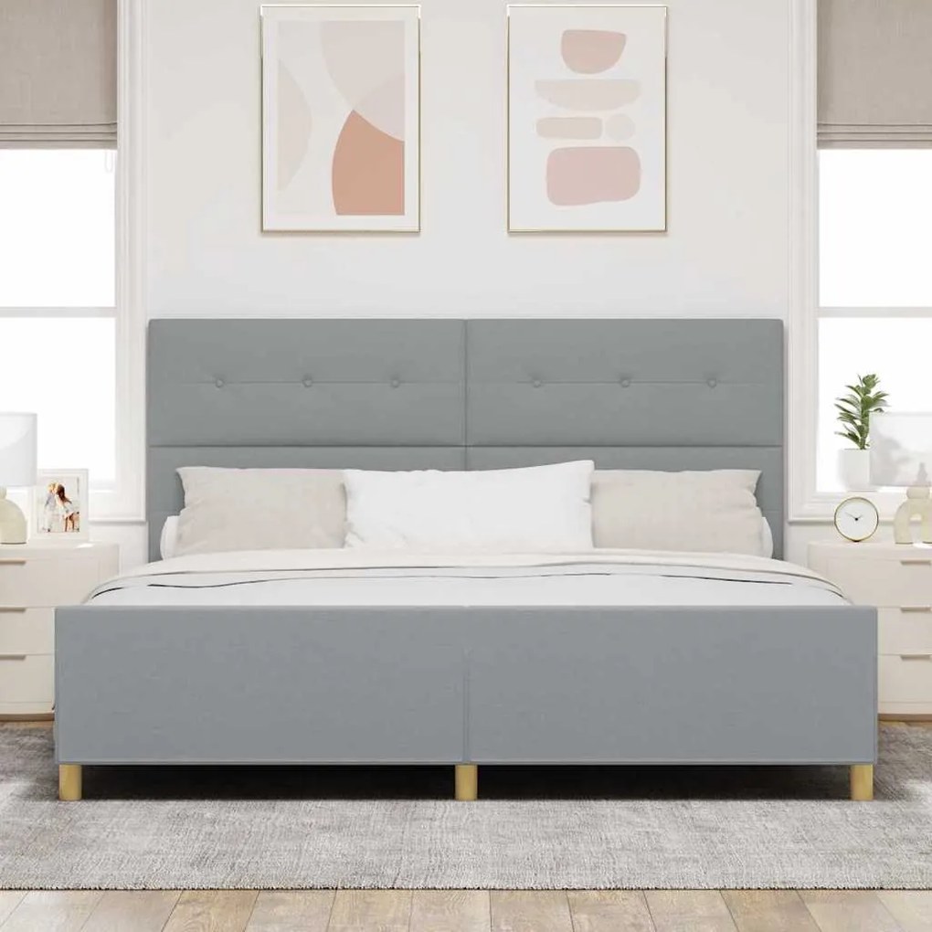 Rám postele s čelo Světle šedá 200 x 200 cm textil 3344753