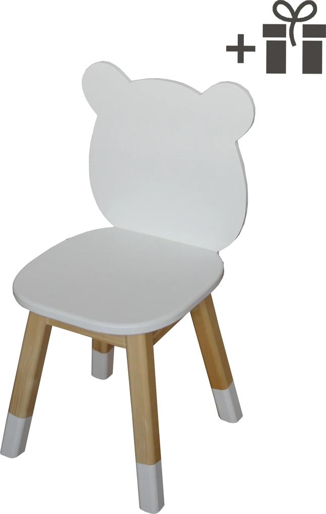 Dětská židlička medvídek + DÁREK barva: Bílá