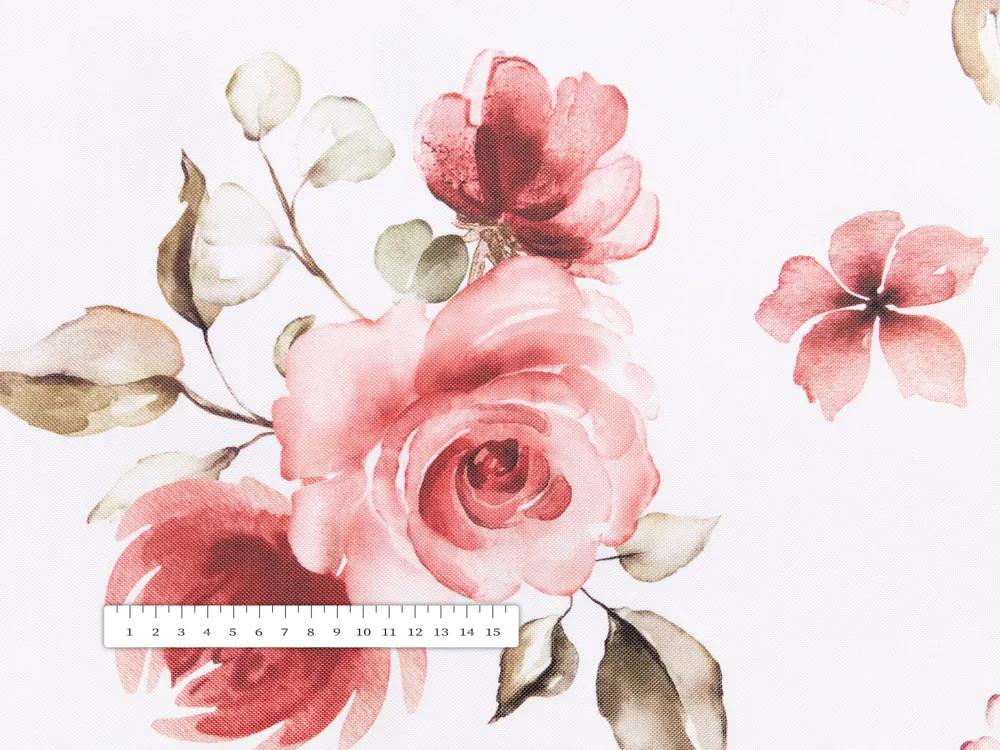 Biante Dekorační povlak na polštář TF-023 Červené růže na bílém 50 x 60 cm