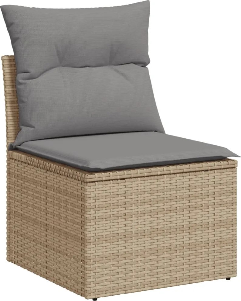 10dílná zahradní sedací souprava s poduškami béžová polyratan 3225156