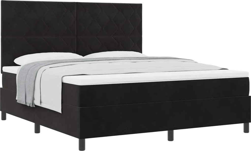 Postel s boxspringem s čelo Černý 180 x 200 cm samet 3339916