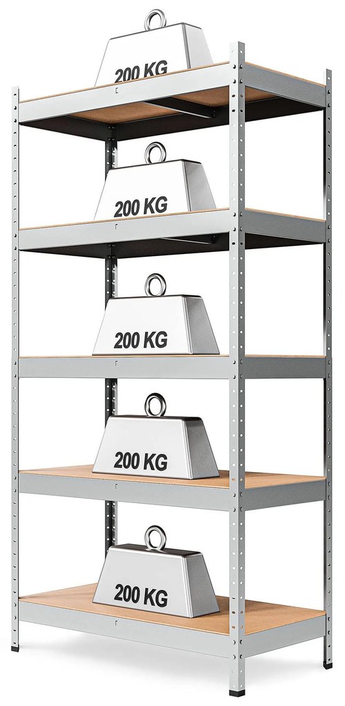 Kovový regál na nářadí ŘADA SOLID II 200x110x45 Pozinkovaný Celková nosnost regálu: 1000 KG, Počet Políc: 5, Rozměr regálu: 200x110x45