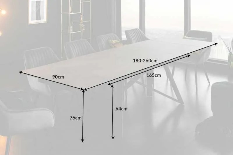 invicta interior Rozkládací jídelní stůl Atlas 180-220-260cm keramika, beton 40840