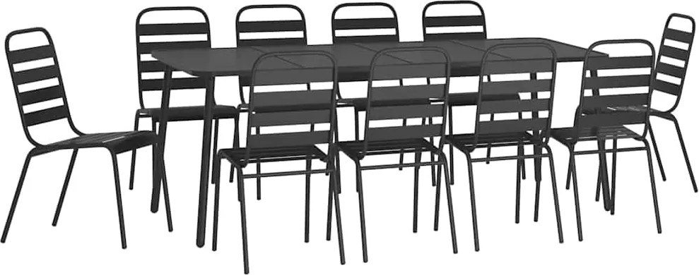 11dílný zahradní jídelní set antracitový ocel 3187996