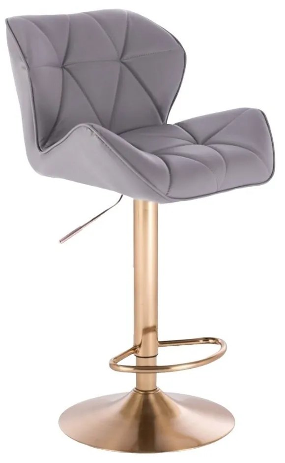 LuxuryForm DESIGN Barová židle MILANO na zlaté kulaté podstavě - šedá