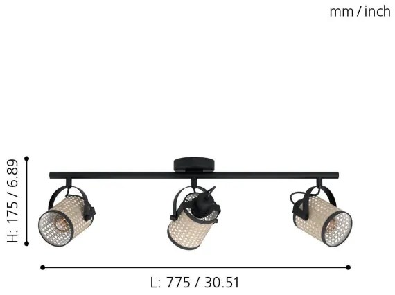 Eglo 43495 - Bodové svítidlo RUSCOMB 3xE27/10W/230V
