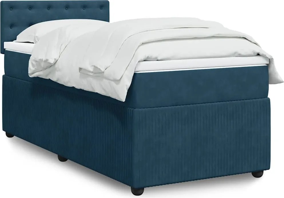 Box spring postel s matrací modrá 90 x 190 cm samet 3289918