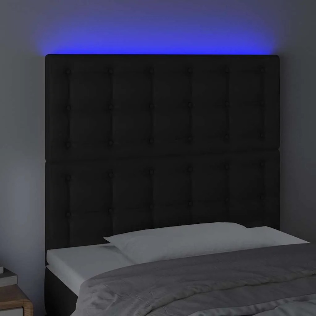 Čelo postele s LED černé 100x5x118/128 cm umělá kůže 3122508