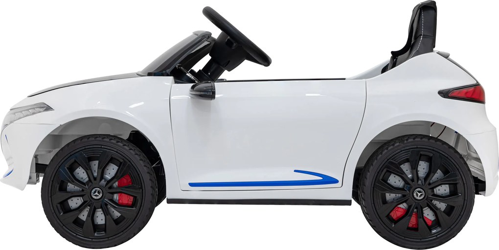 Ramiz Elektrické auto Mercedes Benz AMG EQA pro děti bílé + dálkové ovládání + 5bodové pásy + EVA kola + MP3 displej + LED