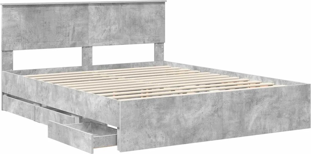 Rám postele s čelo Betonově šedá 160 x 200 cm Inženýrské dřevo 3410689