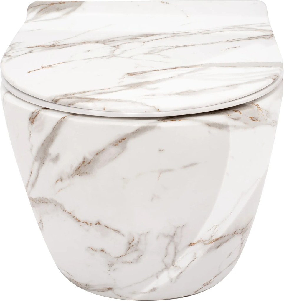Rea Carlos Slim Lava Shiny, závěsná WC mísa Rimless 49,5x37x35,5 cm, imitace kamene, REA-C0536