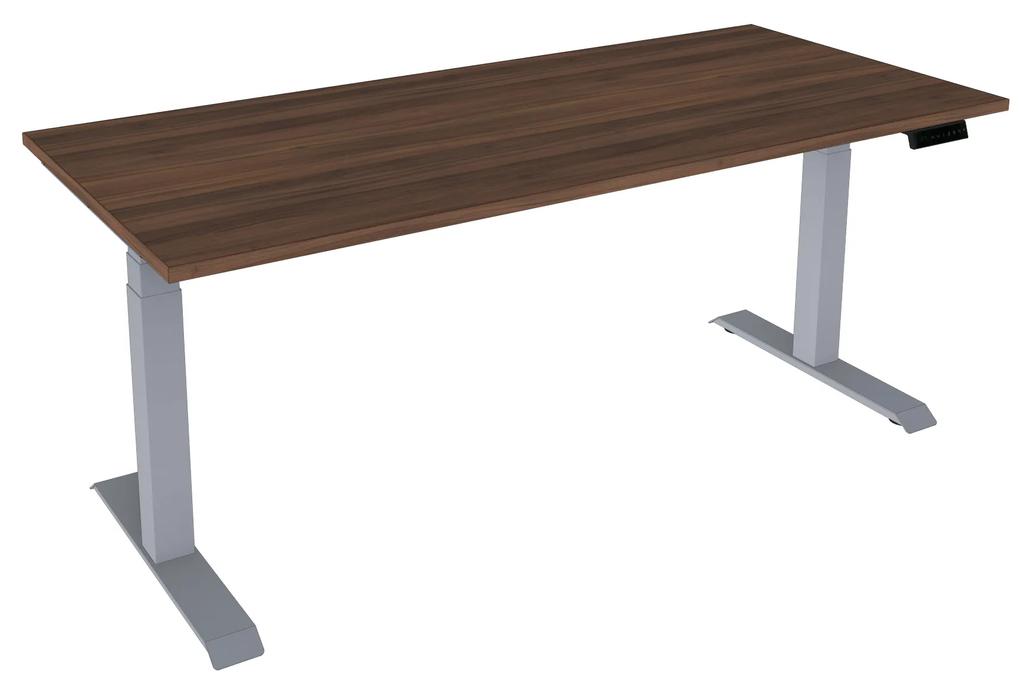 NOBL Dynamic + Elektr. nastavitelný polohovací stůl 180x80 s pamětí Dynamic + Dekor stolové desky: ořech, Barva podnože: šedá