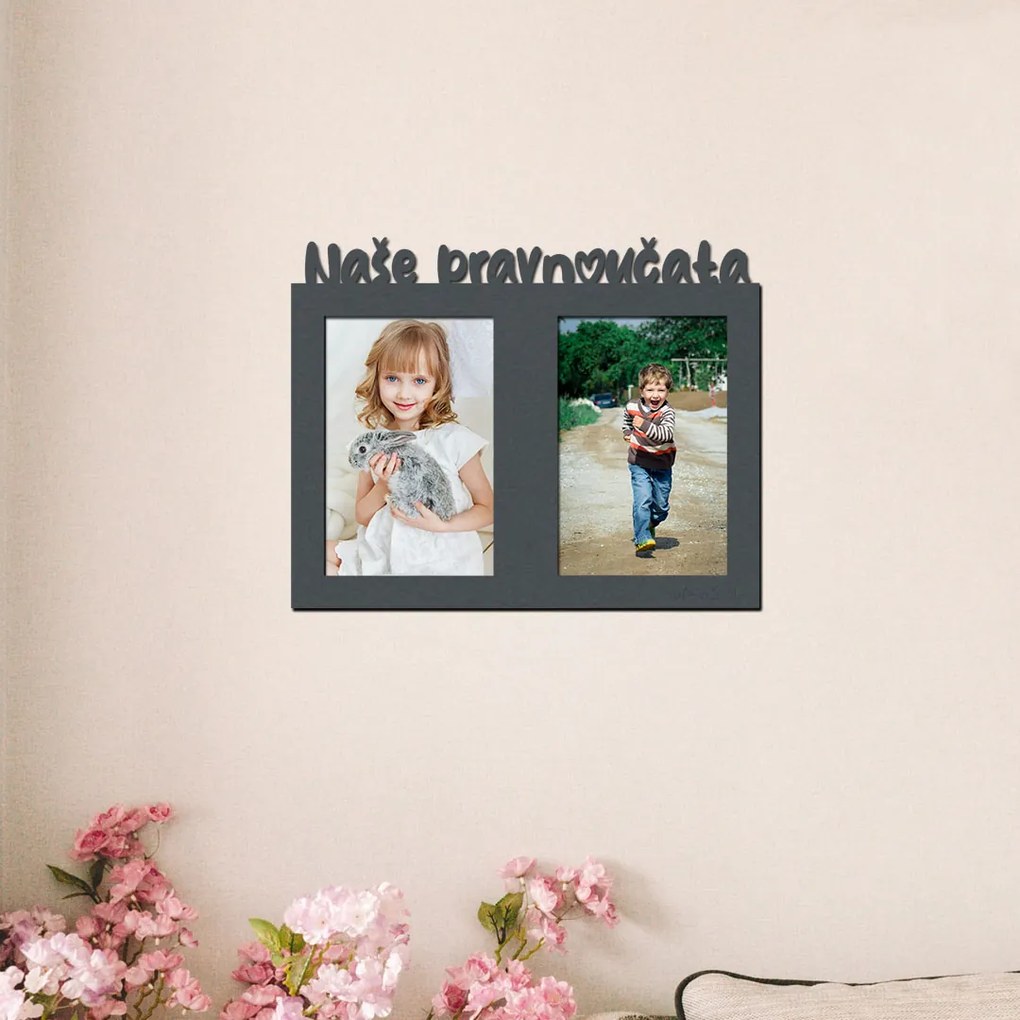 dřevo života Dřevěný fotorámeček Naše pravnoučata Zvolte barvu dekoru: Černá, Zvolte velikost fotografie (cm): 13x18, Počet fotorámečků: 4