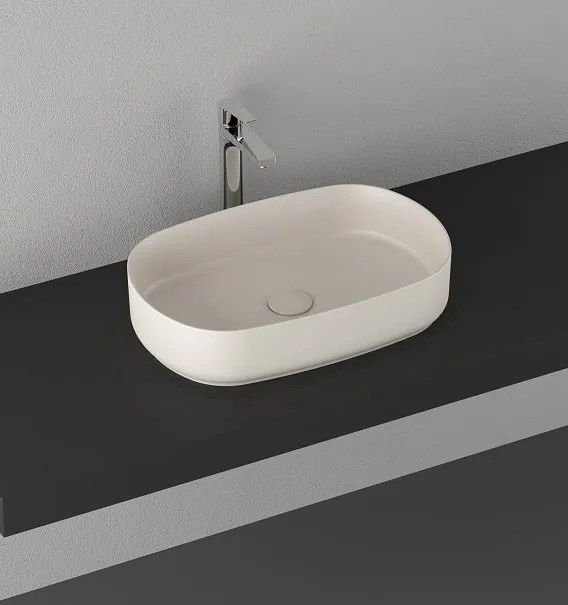 Sapho Sapho, INFINITY OVAL keramické umyvadlo na desku, 55x36 cm, Ivory, 10NF65055-2K