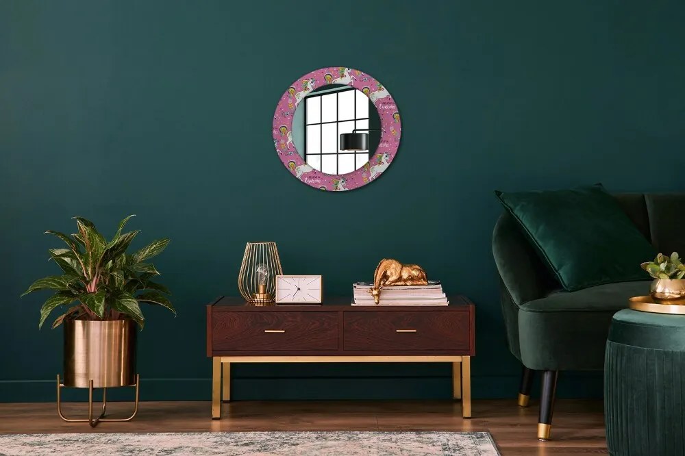 Kulaté dekorativní zrcadlo na zeď Magic unicorn fi 50 cm