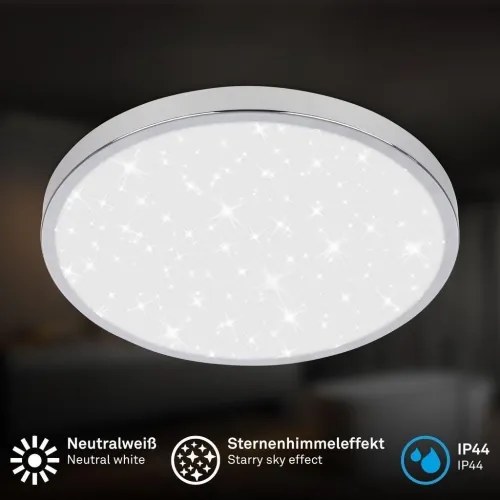 LED stropní svítidlo BRILONER Tak průměr 24cm 12W IP44 hvězdné nebe chrom 3933018