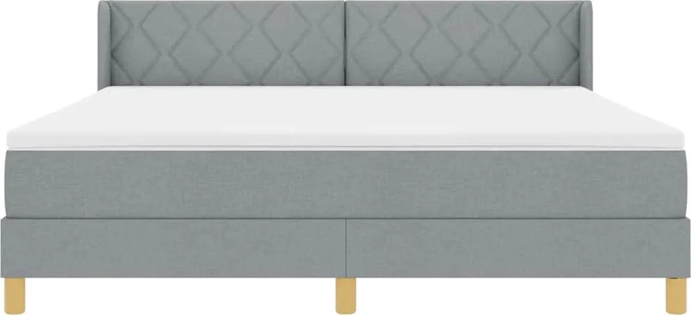 Postel s boxspringem s čelo Světle šedá 200 x 180 cm textil 3341370