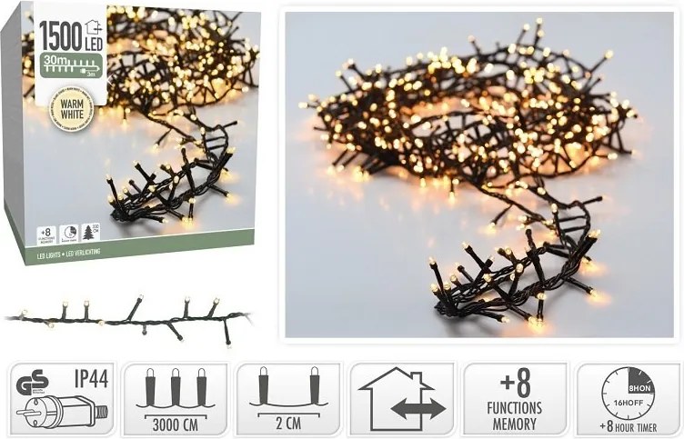 Světelný vánoční řetěz Twinkle 30 m, 1500 LED