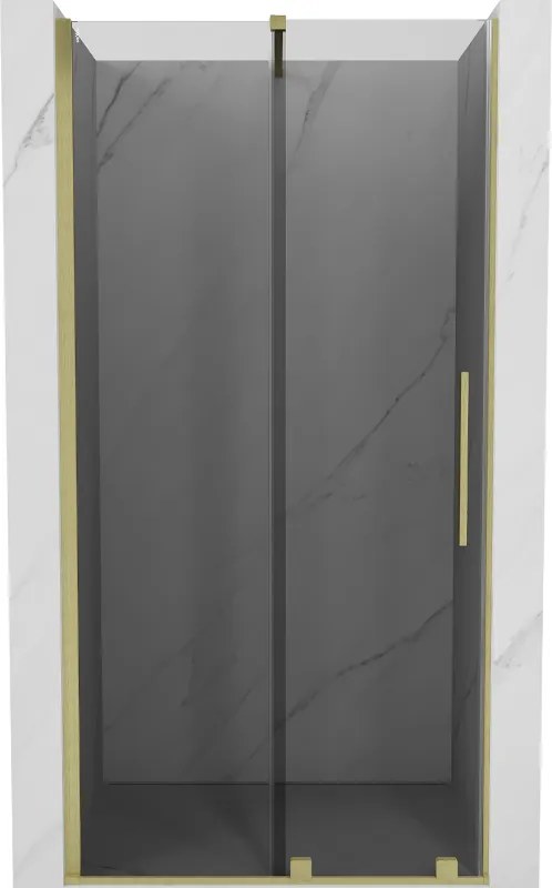 Mexen Velar, posuvné sprchové dveře do otvoru 100 cm, 8mm šedé sklo, zlatá matná, 871-100-000-41-55