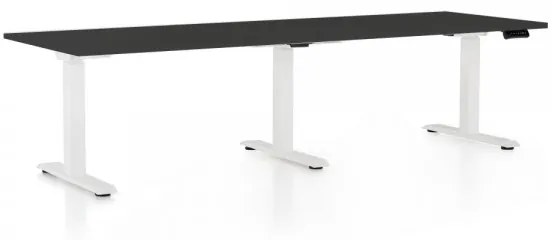 Výškově nastavitelný stůl OfficeTech Long, 240 x 80 cm, bílá podnož