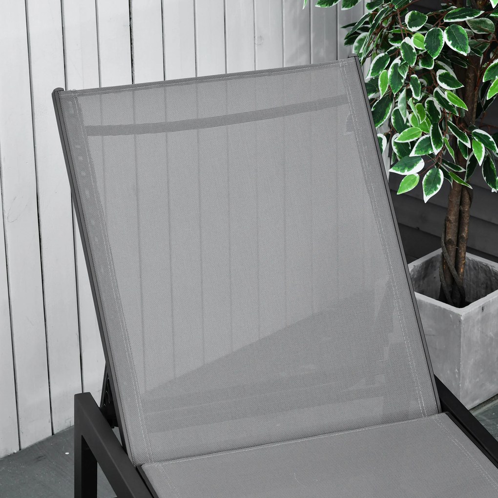 Outsunny lehátko zahradní hliníkové šedé 5-stupňové opěradlo 169 x 65 x 102 cm pro zahradu a terasu | Aosom.de