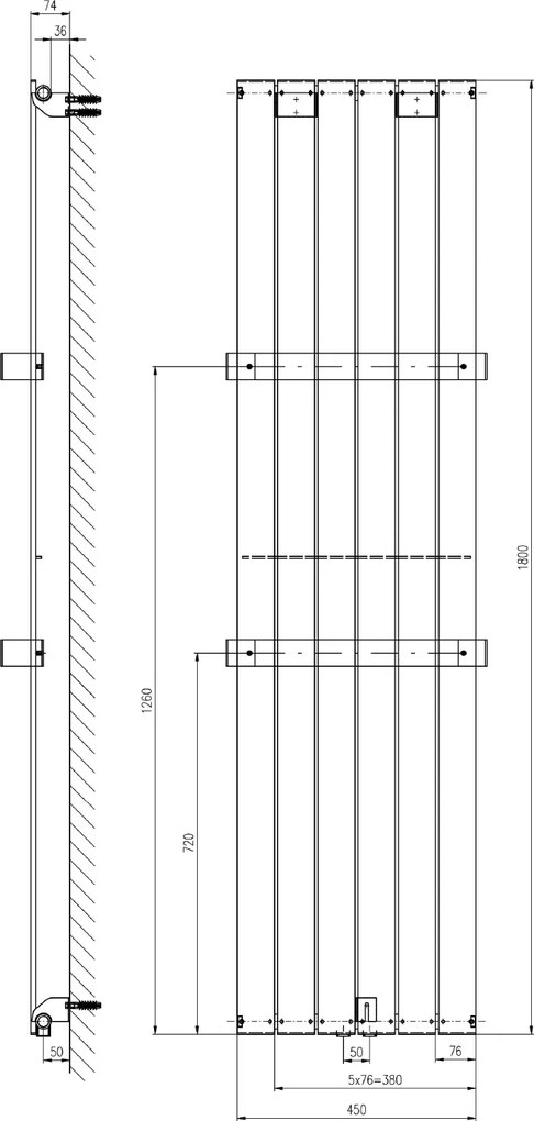 Sapho Colonna otopné těleso 450 x 1800 mm břidlice s texturou IR147