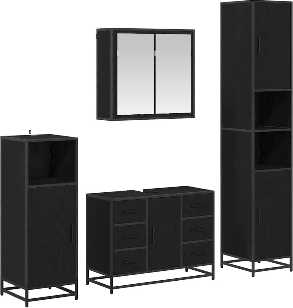 Sada koupelnového nábytku 4 ks Černý dub 80 x 33 x 60 cm 3402316