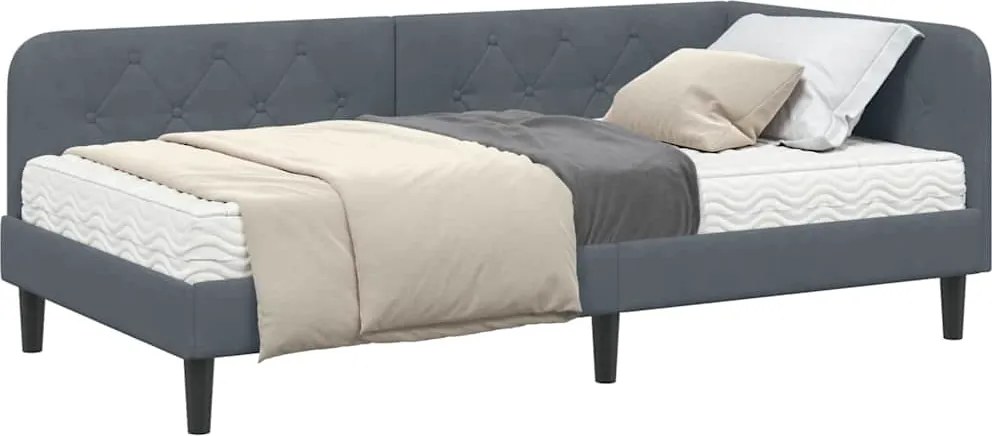 Rohový rám postele Tmavě šedá 90 x 200 cm samet 3394155