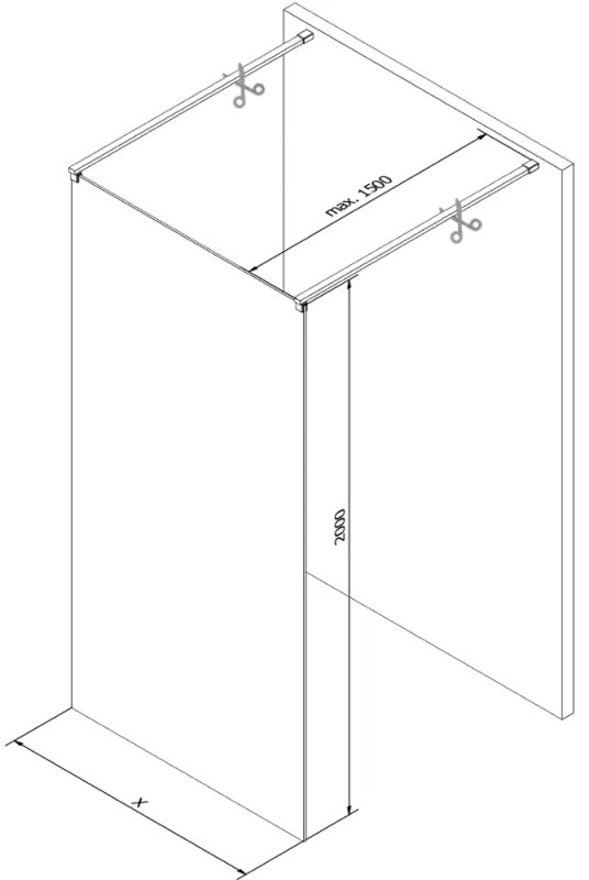 Mexen Kioto volně stojící sprchová zástěna 130 x 200 cm, proužky 8 mm, Chromovaná - 800-130-002-01-09