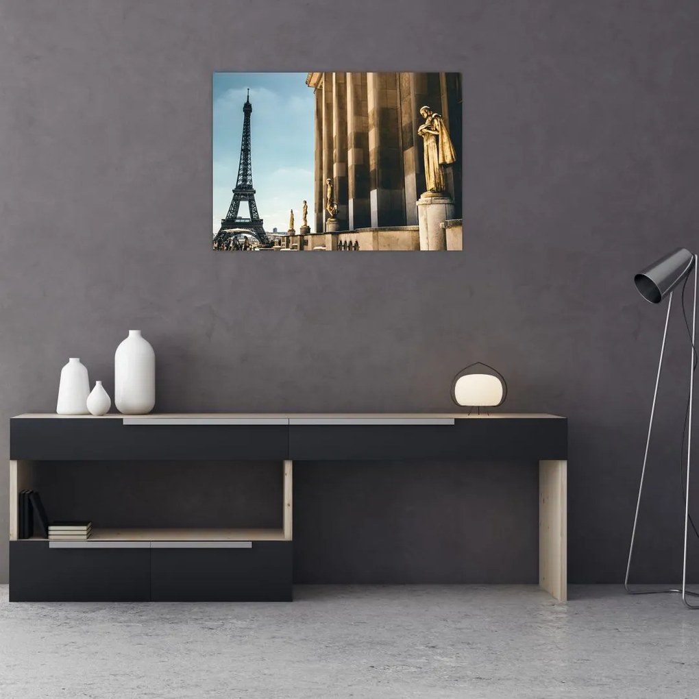 Skleněný obraz z Trocaderského náměstí, Paříž (70x50 cm)