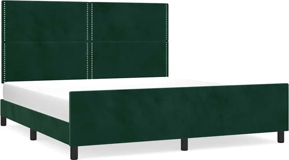 Rám postele bez matrace tmavě zelená 200 x 200 cm samet 3125717