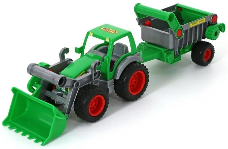 KIK WADER 8718 Traktor Farmář se lžící a přívěsem 58x14x16cm, KX6885